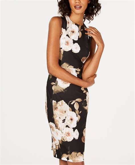 Calvin Klein Floral Print Stretch Sheath Dress Macys