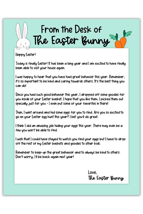 Easter Bunny Note Printable Example 4 Mom Envy