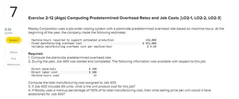 solved exercise 2 12 algo computing predetermined overhead