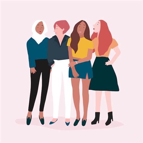 Grupo De Mujeres Fuertes Vector Vector Gratis