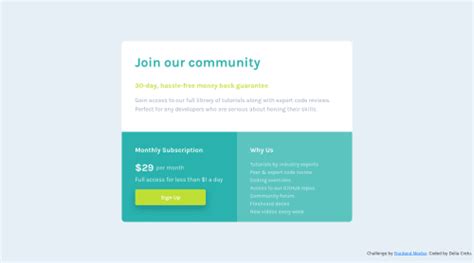 Frontend Mentor Single Price Grid Component Using Css Flexbox And