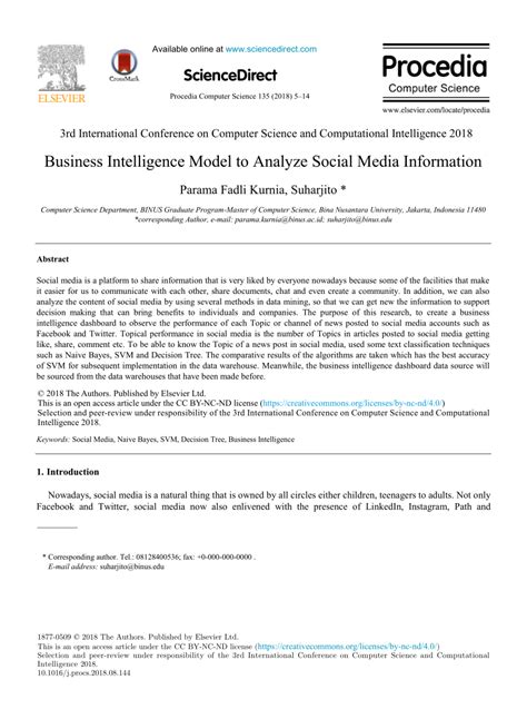 Pdf Business Intelligence Model To Analyze Social Media Information