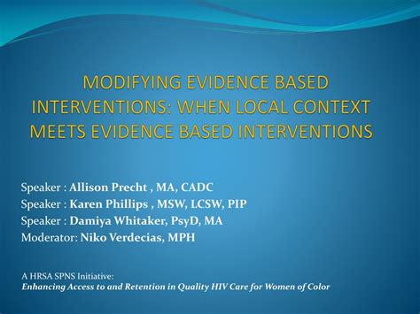 Ppt Modifying Evidence Based Interventions When Local Context Meets Evidence Based
