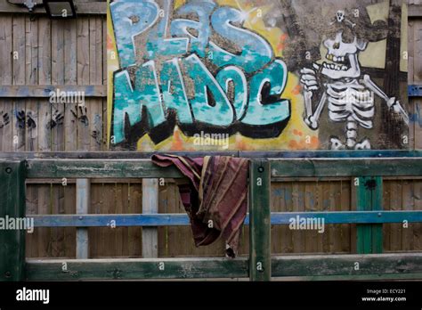 Fence Graffiti In Risk Averse Playground Called The Land On Plas Madoc