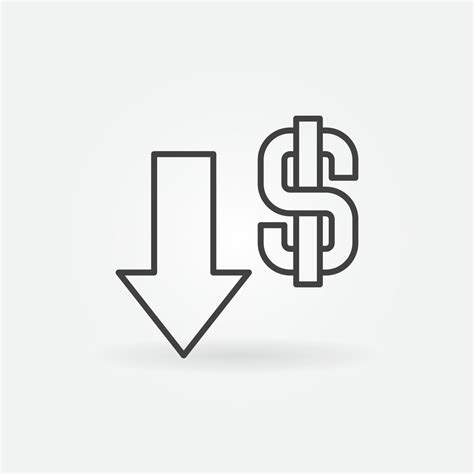 Devaluation Arrow With Dollar Sign Vector Currency Value Lowering Linear Icon 19015510 Vector