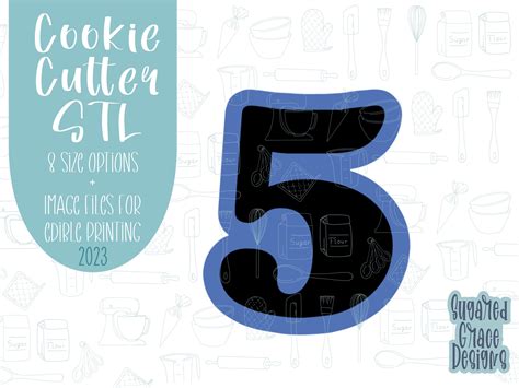 Number Five Cookie Cutter Stl Png Image File 3d Printing Etsy