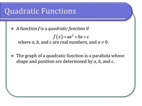 31 Quadratic Functions And Models Ppt