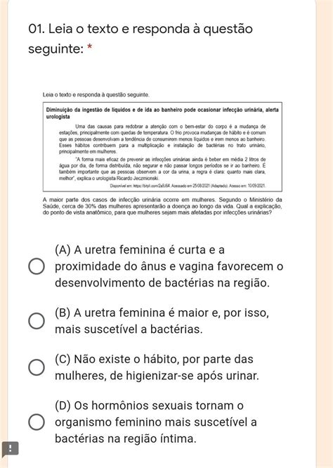 Leia o texto e responda à questão seguinte brainly br