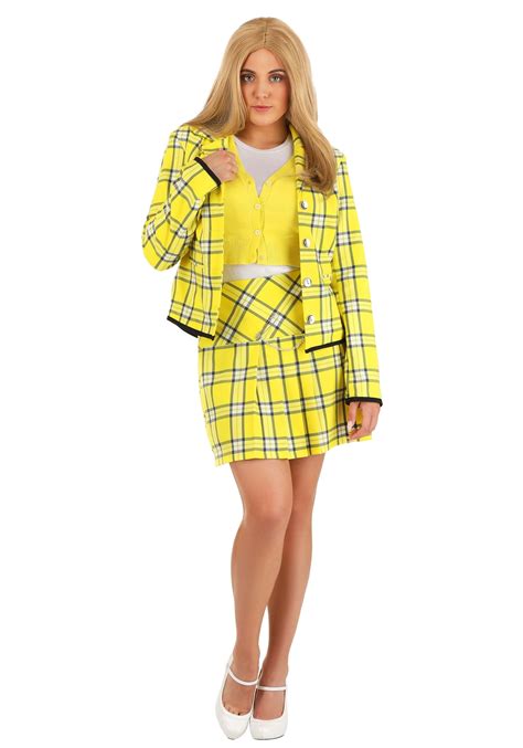 Clueless Adult Cher Outfit Womens Yellow Plaid Skirt Suit Halloween