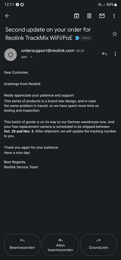 Update From Reolink About The Replacement Trackmix Cams For Those Possibly Having Shipping