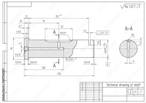 Assembly Drawing Of Speed Drive Shaft Vector Cad Scheme Of Part Of