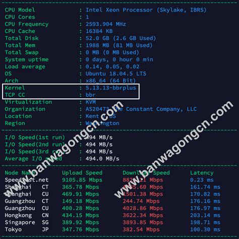搬瓦工加速教程一键安装 BBRplus 新版内核 Lotserver 锐速 BBR2 等 搬瓦工中文笔记