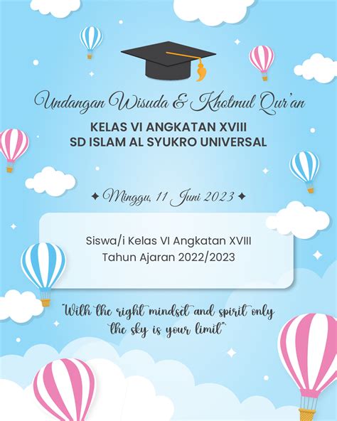 Template Desain Undangan Wisuda Sd Tema Sky Is The Limit Sketzhbook