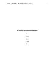 ACM Code Of Ethics And Professional Conduct Doc Running Head ETHICS AND PROFESSIONAL CONDUCT