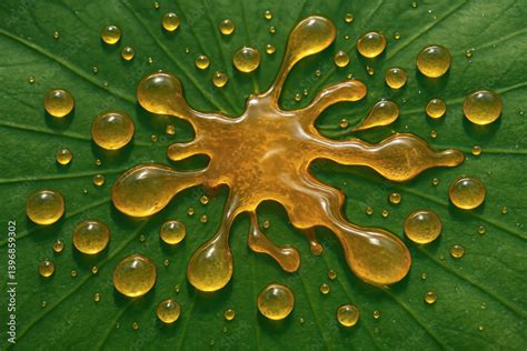Crude Oil Spill On Leaf Illustrates Impact On Environment And