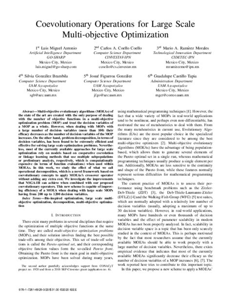 Pdf Coevolutionary Operations For Large Scale Multi Objective