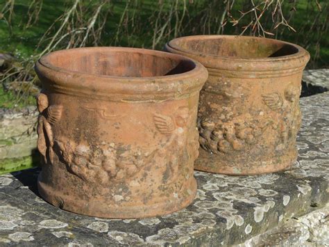 Weathered Terracotta Planters Pair Holloways Garden Antiques