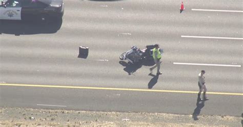 Watch Scene Above Crash Involving Chp Motorcycle Tesla Sedan Cbs