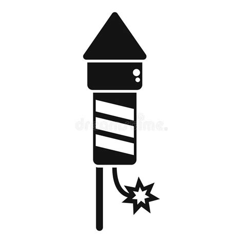 Firework Rocket With Burning Wick Standing Upright Icon Stock