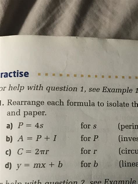 solve each formula for the indicated variable c 2 pi r quizlet