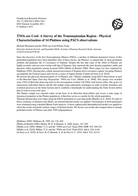 Pdf Tnos Are Cool A Survey Of The Trans Neptunian Region Physical