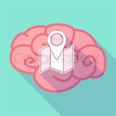 Illustration Of A Long Shadow Brain With A Map Colourbox