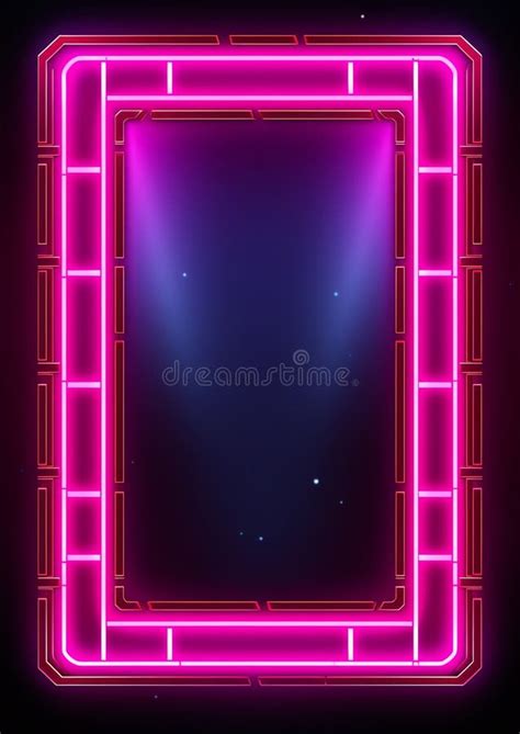 Neon Grid Pattern Frame 80s Retro Nostalgic Stock Illustration