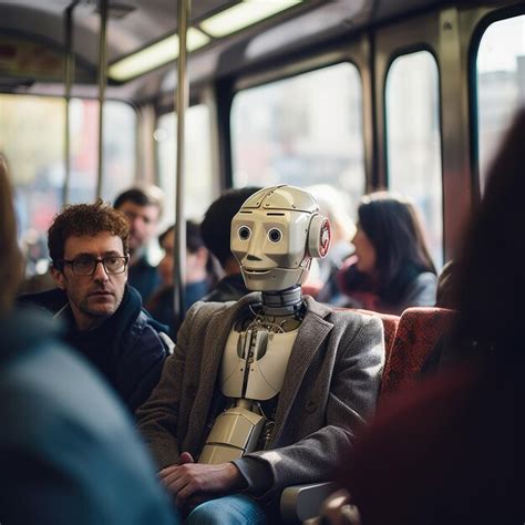 Premium Photo A Robot Sitting In A City Bus Highlighting The Diverse