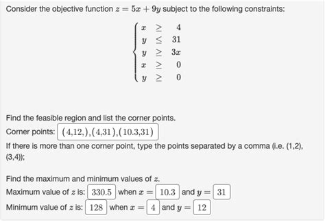 solved consider the objective function z 5x 9y subject to