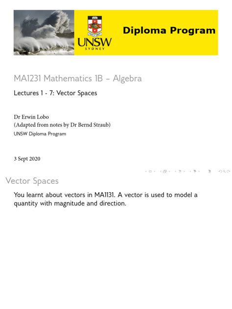Lecture 1 7 Pdf Vector Space Scalar Mathematics