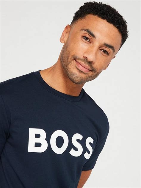 Boss Thinking 1 Regular Fit Large Logo T Shirt Blue Very