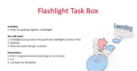 Flashlight Task Box Task Boxes Independent Work Stations Shoe Box Size