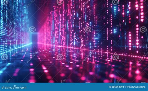 A Neon Lit Grid Of Binary Code Encoding The Language Of The Digital
