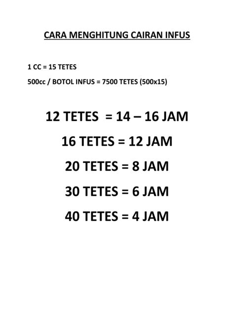 Cara Menghitung Cairan Infus Pdf