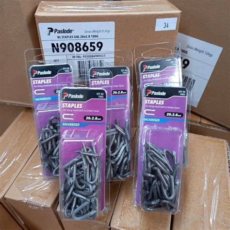 Box Of 50 X Packs Of Paslode Staples 20 X 28mm Galvanised Auction