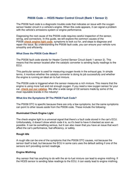 PPT P Code HO S Heater Control Circuit Bank Sensor PowerPoint Presentation ID