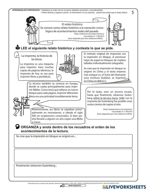 Relato Historico Online Exercise Relato Historico Actividades De Lectura Preescolar Clases