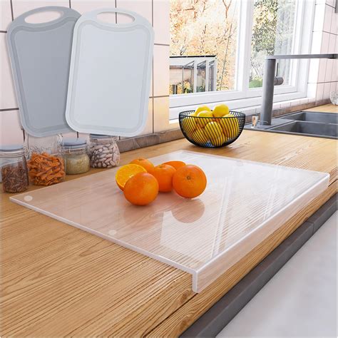 3 Pcs Acrylic Cutting Board Clear Cutting Board For Countertop With Counter Lip For