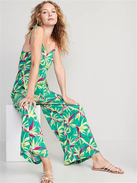 Loose Cropped Tie Shoulder V Neck Cami Jumpsuit Old Navy