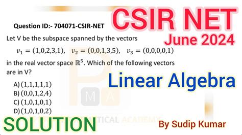 csir net june 2024 linear algebra solution csir net june 2024 mathematics solution q id
