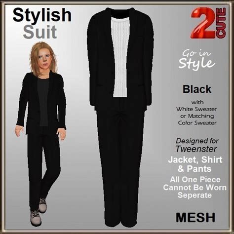 Second Life Marketplace 2cute Stylish Suit Black