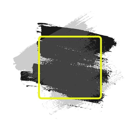 Premium Vector Hand Drawn Textbox With Grunge Brush Stroke Texture Yellow Frame For Text With