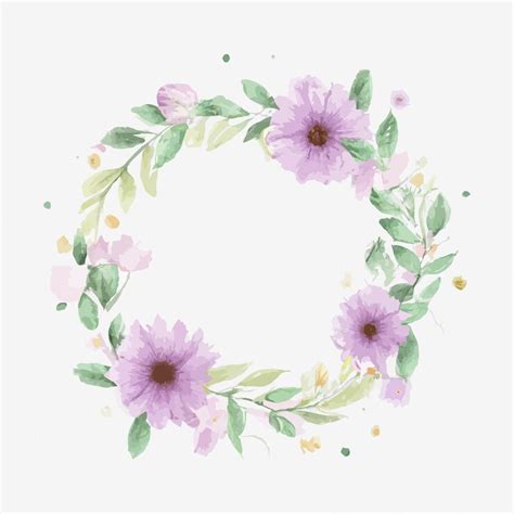 수채화 꽃 프레임 배경 프리미엄 벡터