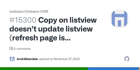 copy on listview doesn t update listview refresh page is requiered