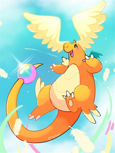Taplaos Dragonite Mega Dragonite Nintendo Pokemon Absurdres Highres D Blue Sky
