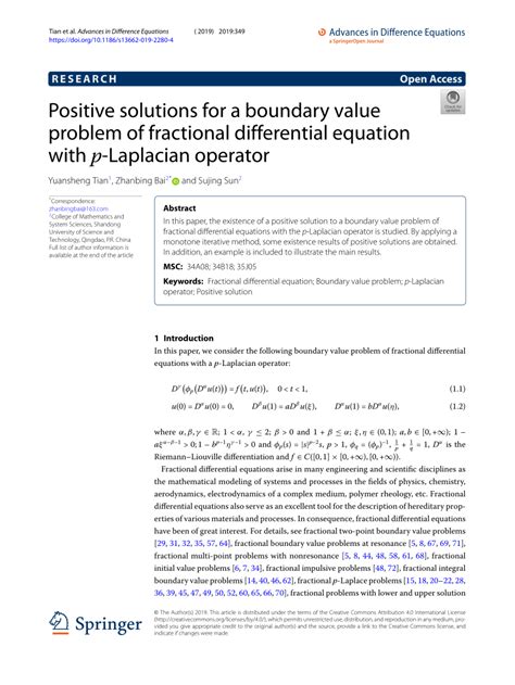 Pdf Positive Solutions For A Boundary Value Problem Of Fractional Differential Equation With P