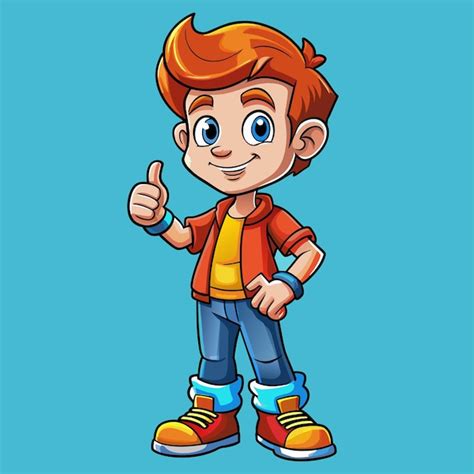 мультфильм мальчика с большим пальцем вверх Премиум векторы