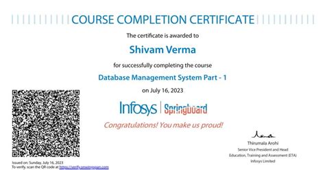 Shivam Verma On Linkedin Connections Sqlcertification Infosysspringboard Databaseskills