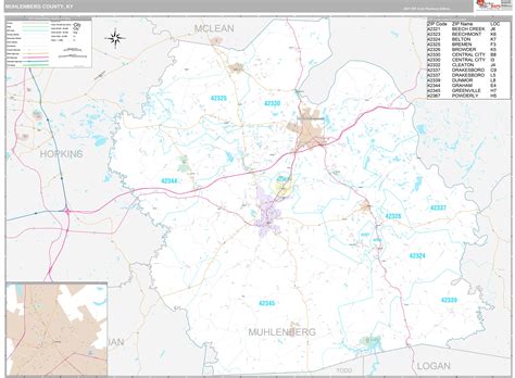 Muhlenberg County Ky Wall Map Premium Style By Marketmaps
