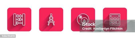 Set Line Abacus Drawing Compass Subsets Math는 긴 그림자가 있는 계산기의 하위 집합입니다 빨간색 사각형 버튼입니다 벡터 개념에 대한 스톡